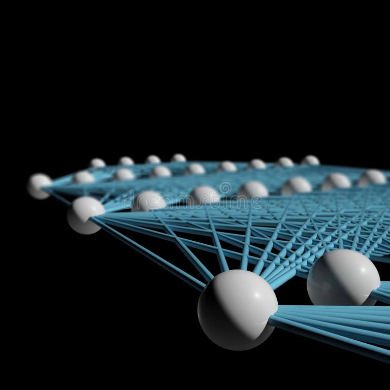 Artificial Deep Neural Network with Blue Links Stock Illustration ...