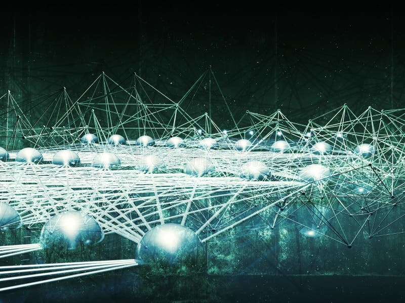 Neural Network, Digital Blue Background, 3d Stock Illustration ...