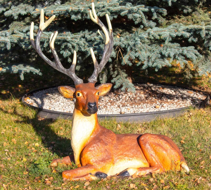 Artificial Deer in the Park Stock Photo - Image of wilderness, nature ...
