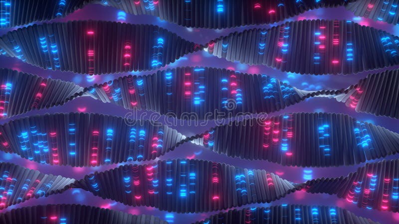 Artificial DNA Glowing Neon Retro Synth Style 3D Render Stock ...
