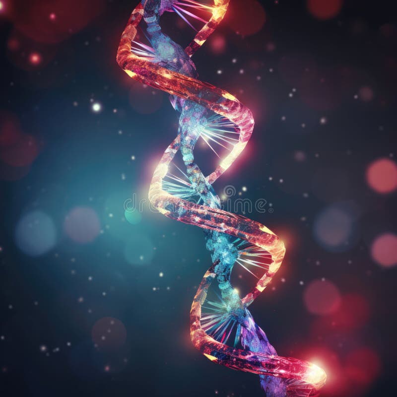 Artificial DNA Molecule, Artificial Intelligence Concept, on Dark ...