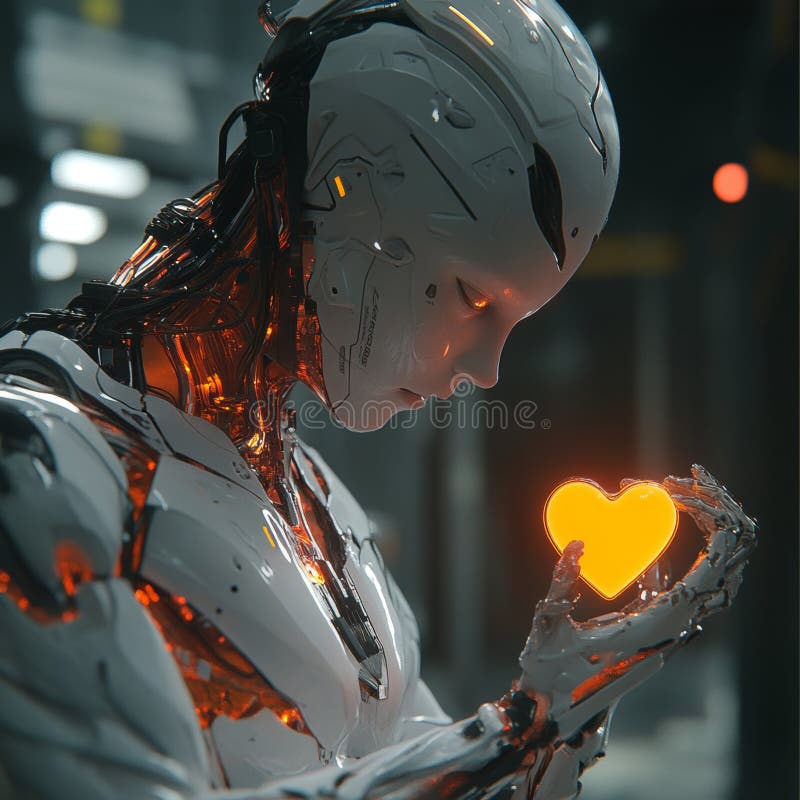 Artificial Empathy Robot Offering a Glowing Heart Symbolizing AIs ...