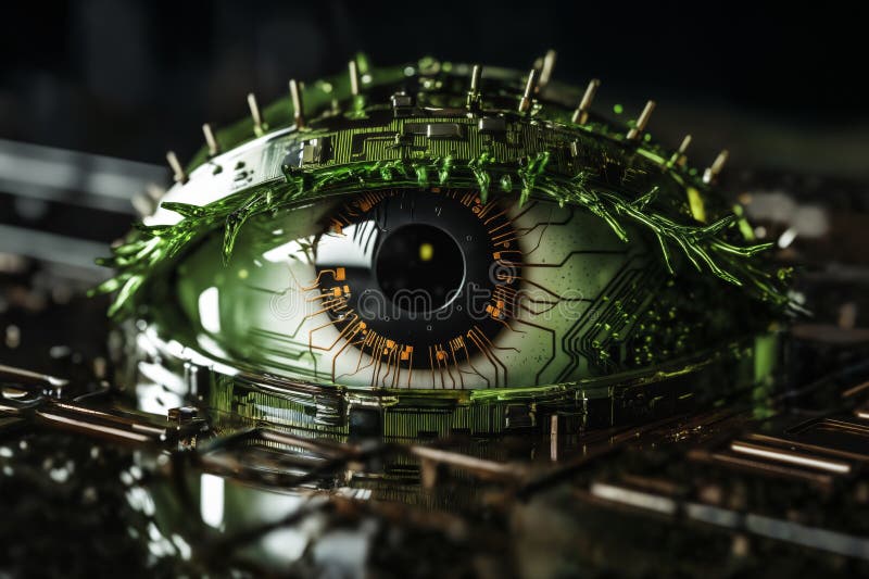 Artificial Eye Closeup, Augmented Cyber Reality and Digital Vision of ...