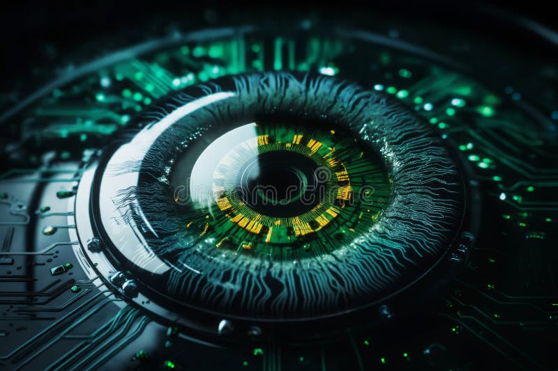 Artificial Eye Closeup, Augmented Cyber Reality and Digital Vision of ...