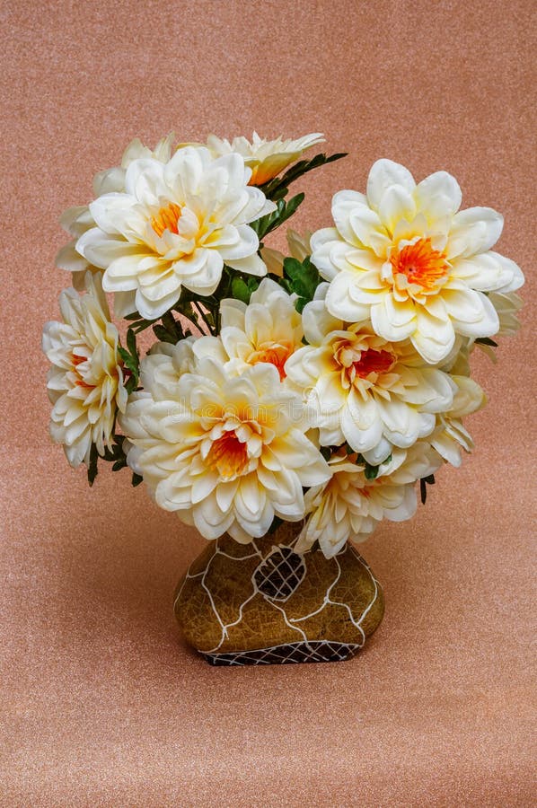 Artificial Fabric Flowers in a Decorative Vase Stock Image - Image of ...