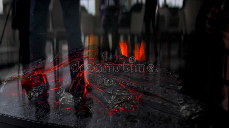Imitation of a Fire Flame in an Electric Fireplace. Stock Video - Video ...
