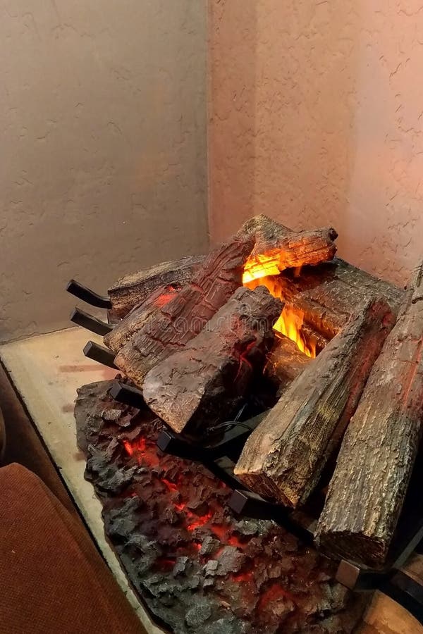 Artificial Fireplace with Artificial Flame, a Place of Rest Stock Photo ...