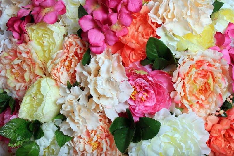 Artificial Flowers Background Stock Photo - Image of bunch, decoration ...