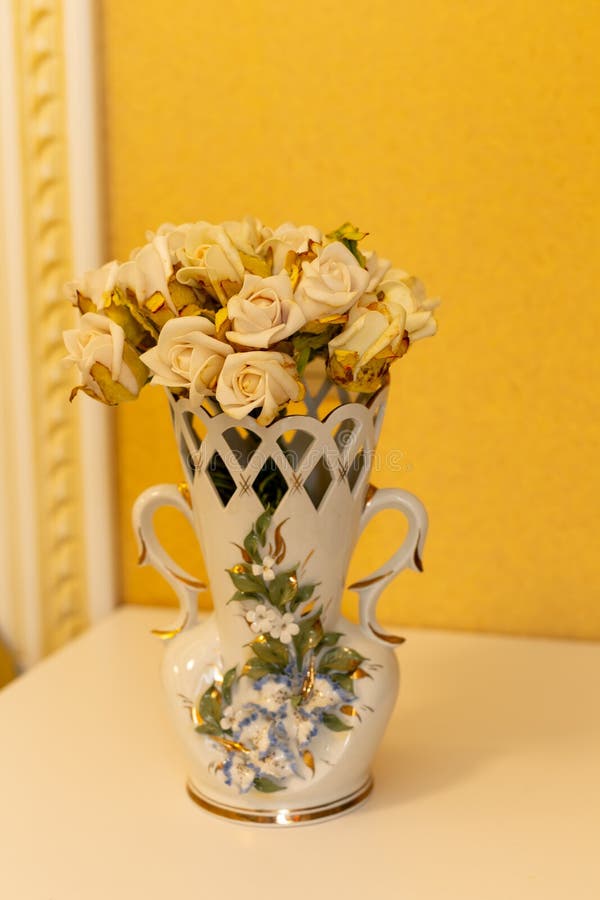 Artificial Flowers on an Expensive Chest of Drawers Stock Photo - Image ...