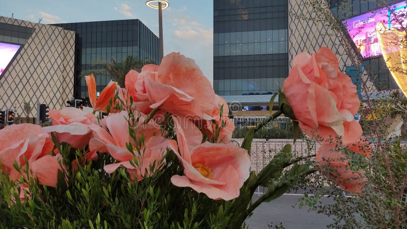 Artificial Flowers at Lusail Boulevard Qatar Editorial Image - Image of ...