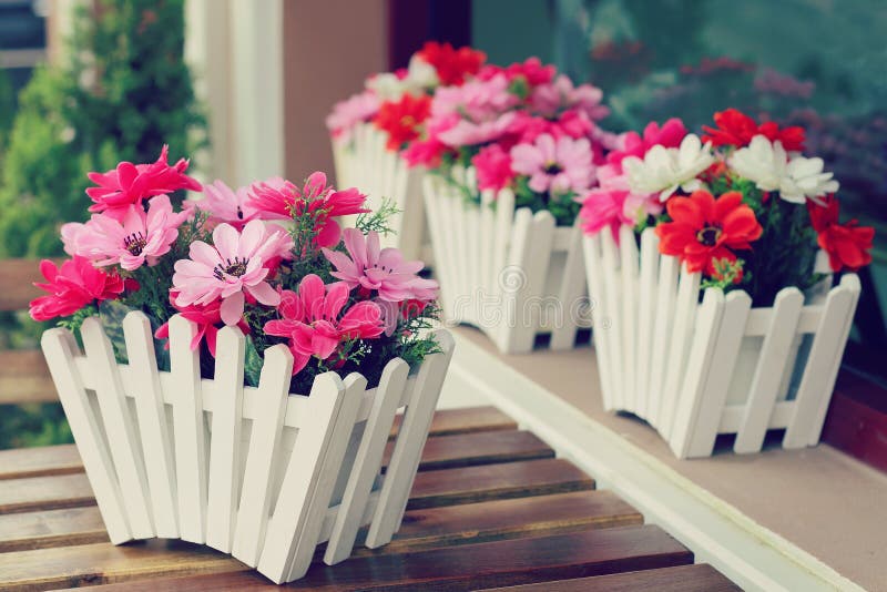 Artificial flowers pot stock image. Image of potted, flowerpot - 57404023