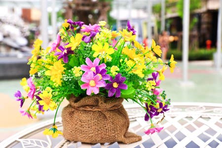 Artificial Flowers in a Sack Stock Image - Image of house, interior ...