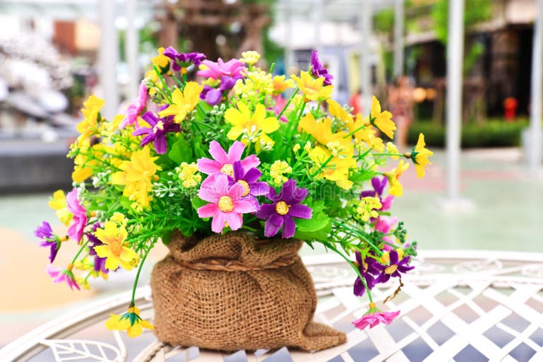 Artificial Flowers in a Sack Stock Image - Image of house, interior ...
