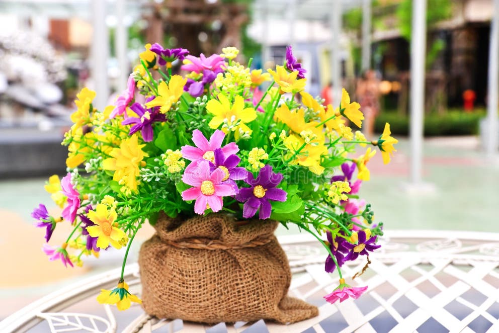Artificial Flowers in a Sack Stock Image - Image of house, interior ...