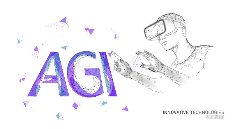 Artificial General Intelligence Low Poly Letter Symbols. Minimalist ...