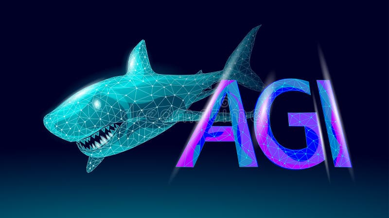 Artificial General Intelligence Shark Letter Symbols. Minimalist Style ...
