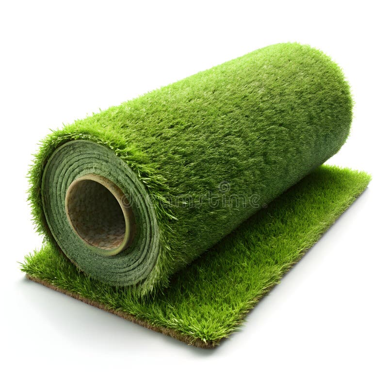 Artificial Grass Roll on White Background PSD Stock Illustration ...