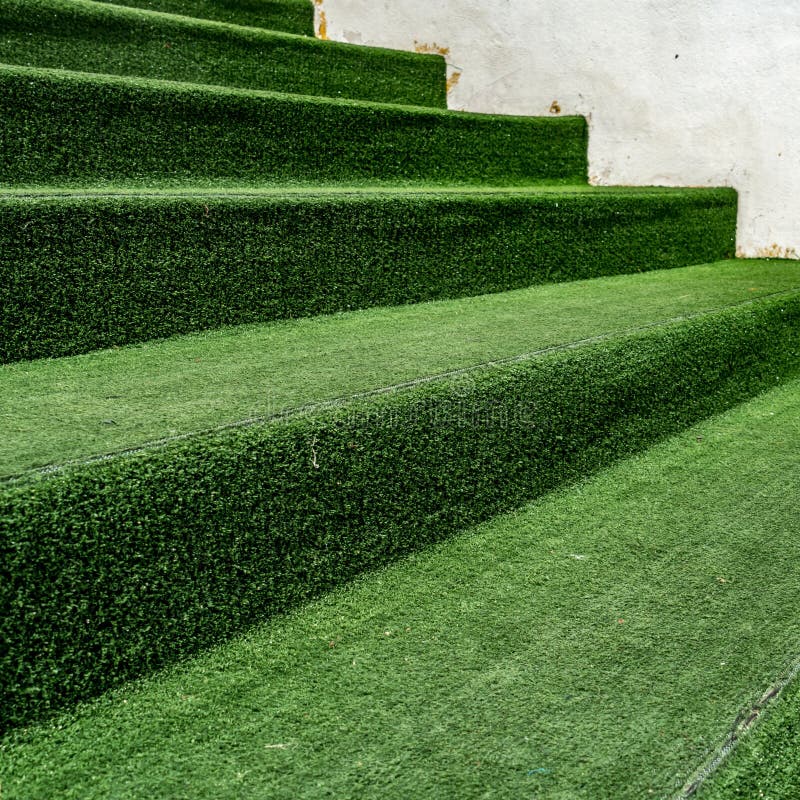Artificial grass Staircase stock photo. Image of brickwork - 86389136