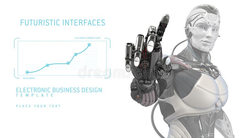 Robot in Futuristic Design Working with UI Stock Photo - Image of ...