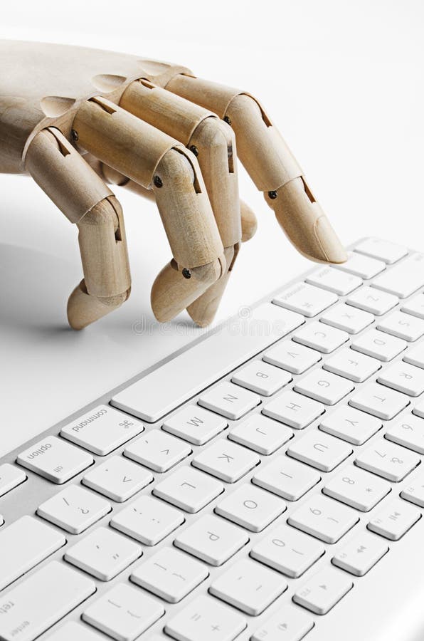 Artificial Hand Using a Computer Keyboard Stock Image - Image of ...