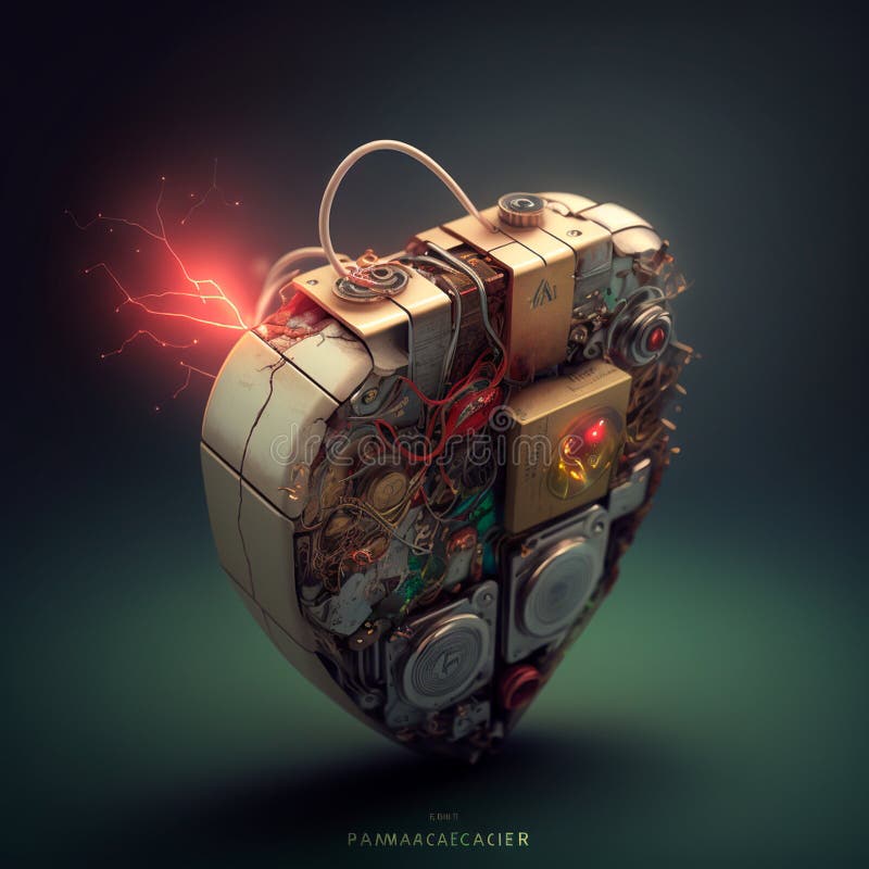 Artificial Heart. Cyberpunk Pacemaker GENERATIVE AI, GENERATIVE, AI ...