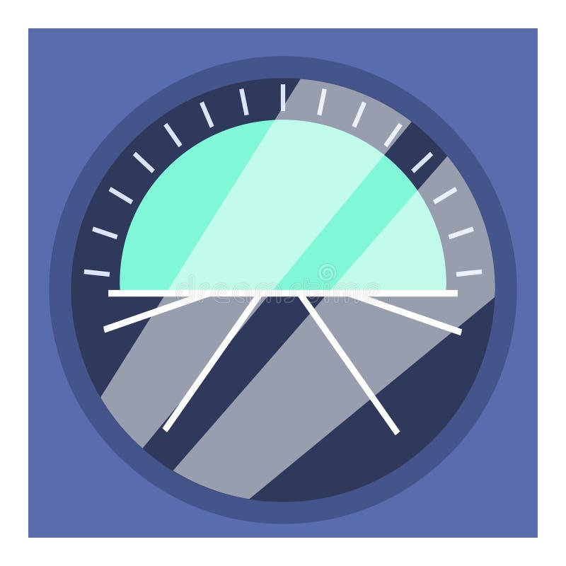Artificial Horizon Instrument Showing Level Flight on Blue Background ...
