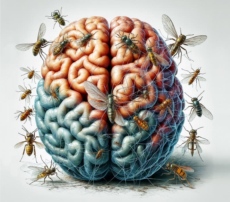 Man before big brain stock illustration. Illustration of medicine ...