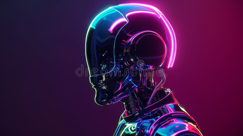 Artificial Human Made Out of Iridescent Plastic in Neon Lights. 3d ...