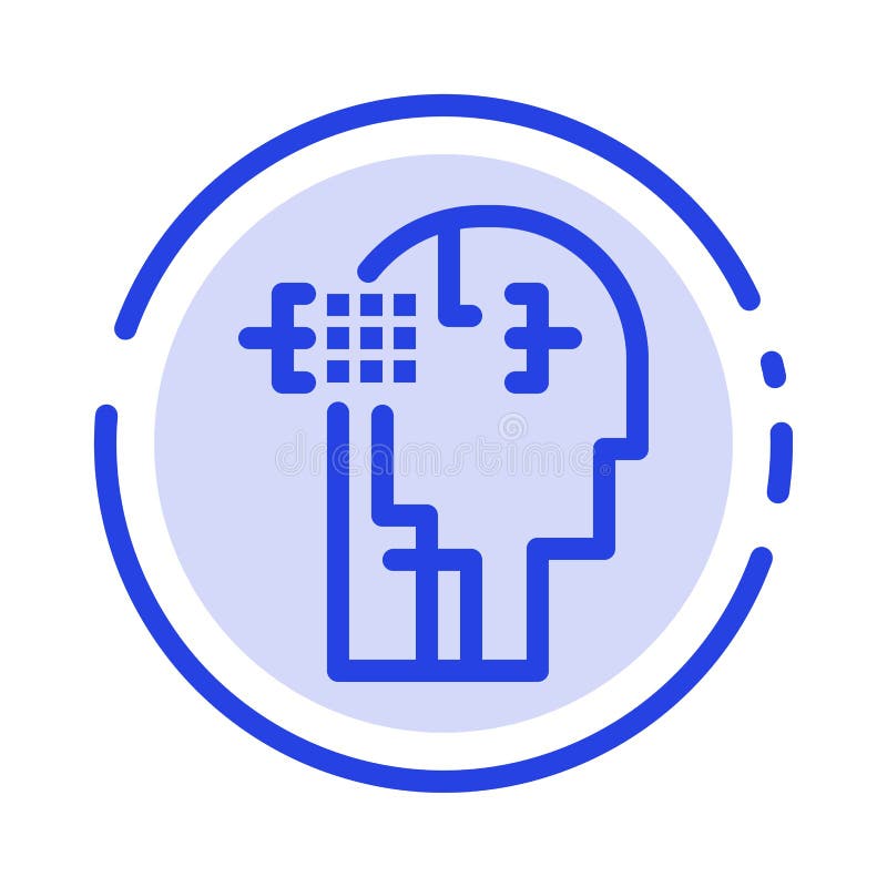 Artificial, Human, Man, Head Blue Dotted Line Line Icon Stock Vector ...