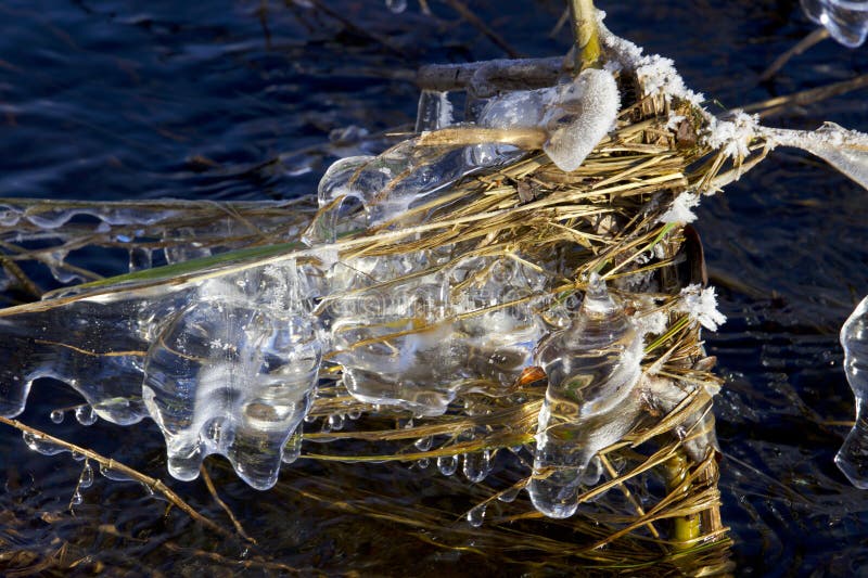 Artificial Ice Formations in the Stream Cold and Blue Stock Image ...