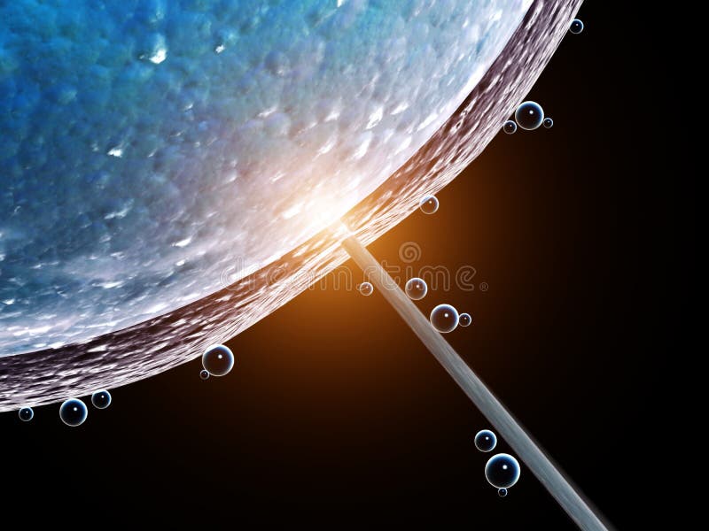 Artificial Insemination. Needle Puncture the Cell Membrane Stock ...