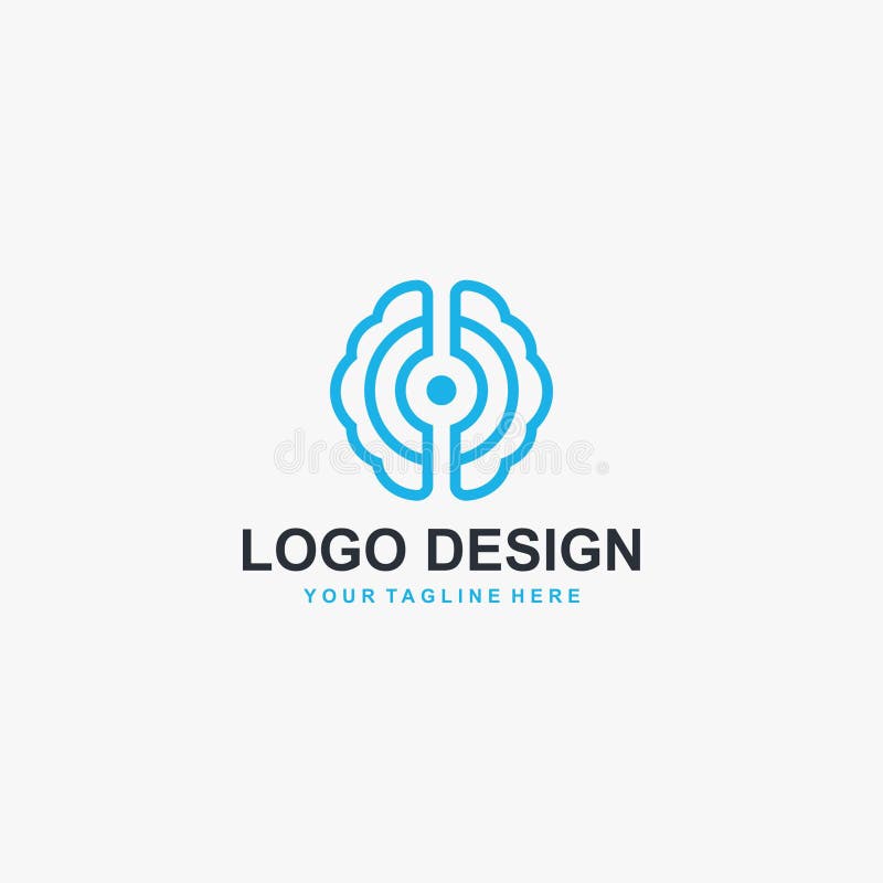 Artificial Intelegent Logo Design Vector. Brain Digital Technology ...