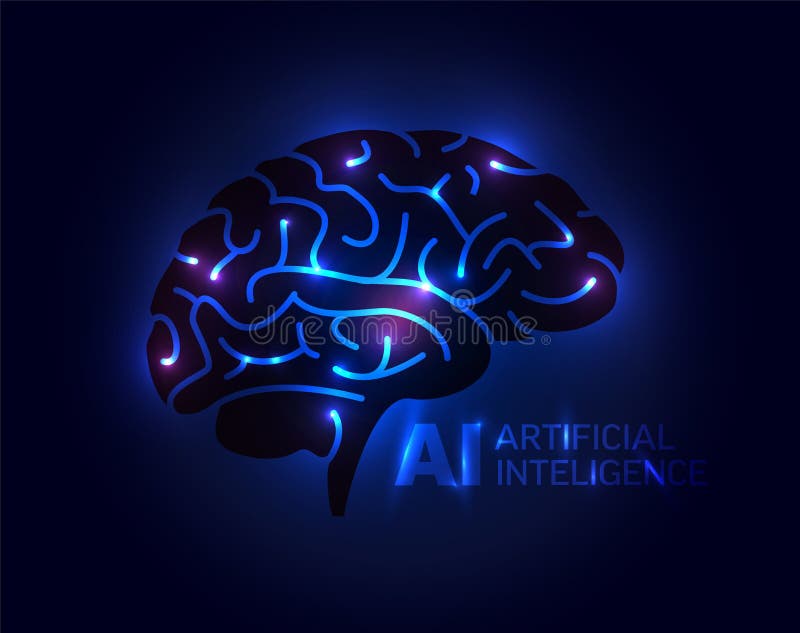 Artificial Inteligence Conceptual Ilustration with Brain Stock Vector ...