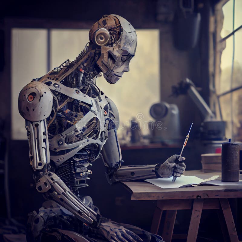 Drawing Futuristic Robot Circuit Electrical Stock Illustration ...