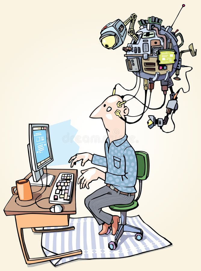 Computer addiction stock vector. Illustration of merge - 17346992