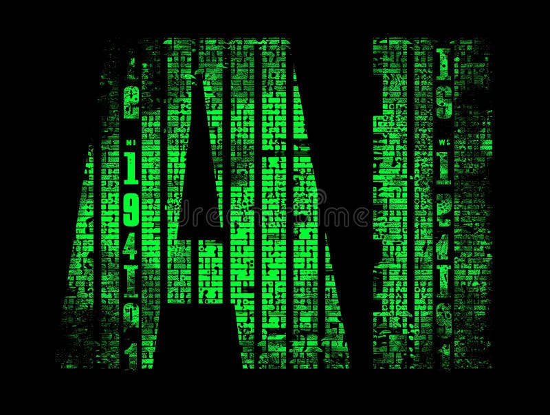 Artificial Intelligence Abbreviation, Green Dots Graphic Design on a ...