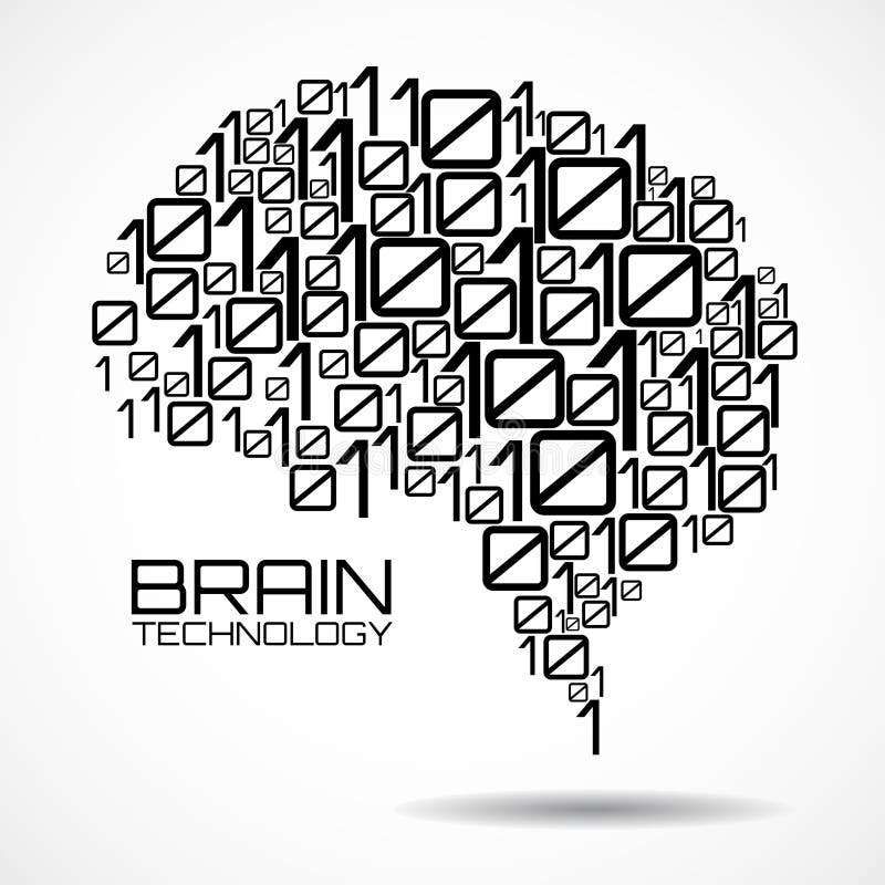 Artificial Intelligence. Abstract Brain with Binary Computer Code, Technology Concept Stock ...