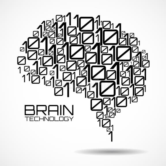 Artificial Intelligence. Abstract Brain with Binary Computer Code, Technology Concept Stock ...