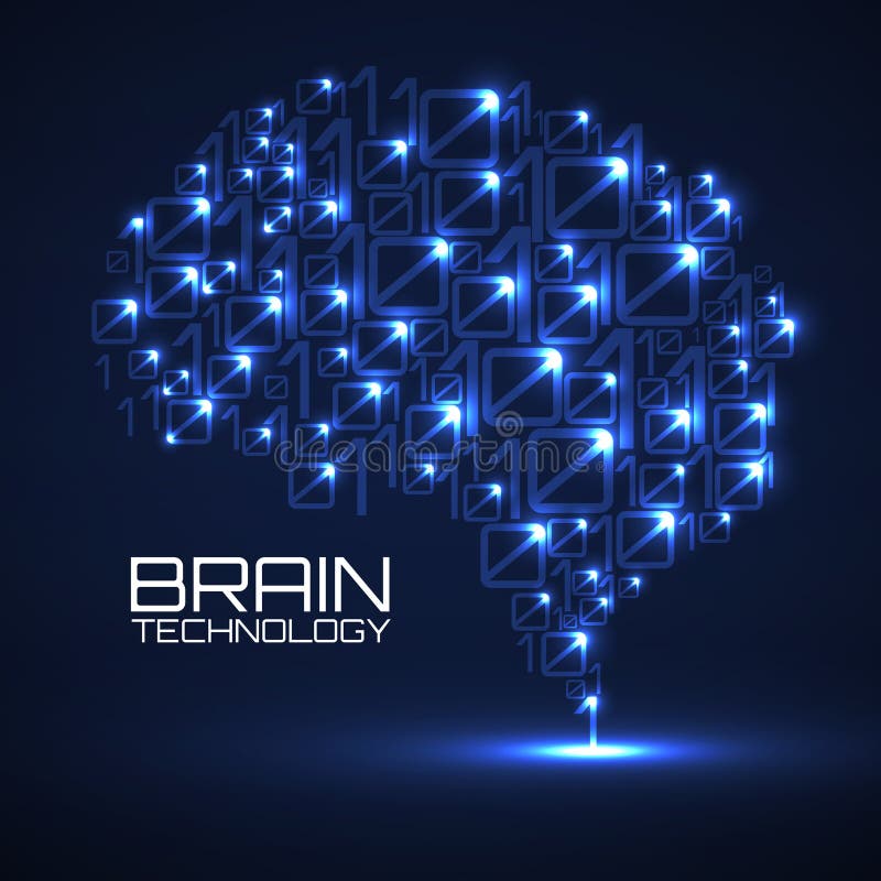 Artificial Intelligence. Abstract Brain with Binary Computer Code, Technology Concept Stock ...