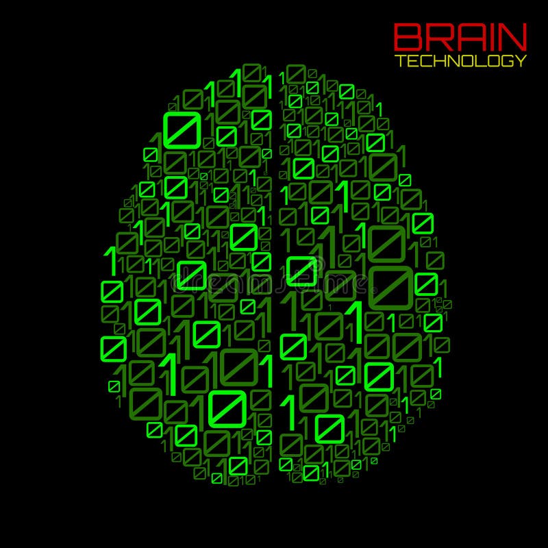 Artificial Intelligence. Abstract Brain with Binary Computer Code, Technology Concept Stock ...