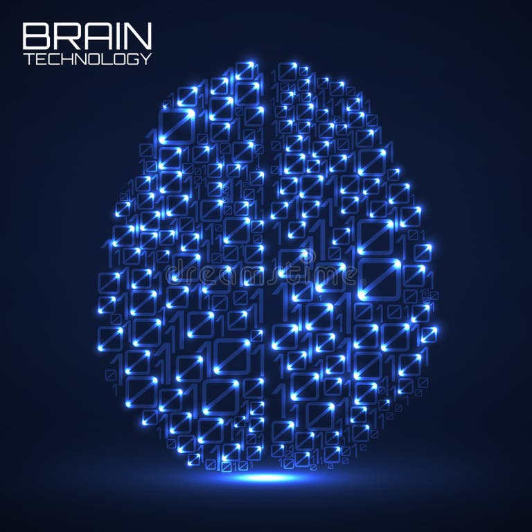 Artificial Intelligence. Abstract Brain with Binary Computer Code, Technology Concept Stock ...