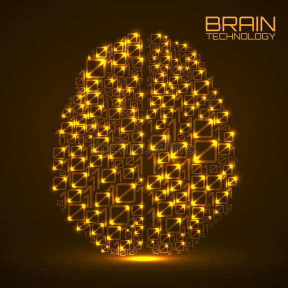 Artificial Intelligence. Abstract Brain with Binary Computer Code, Technology Concept Stock ...