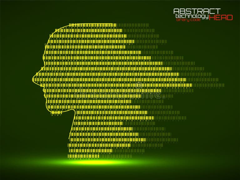 Artificial Intelligence. Abstract Human Head Barcode with Binary Code ...