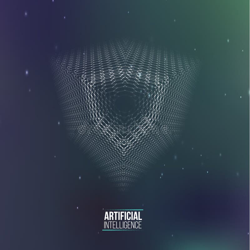 Artificial Intelligence with Abstract White Neon Wireframes Stock Vector - Illustration of data ...