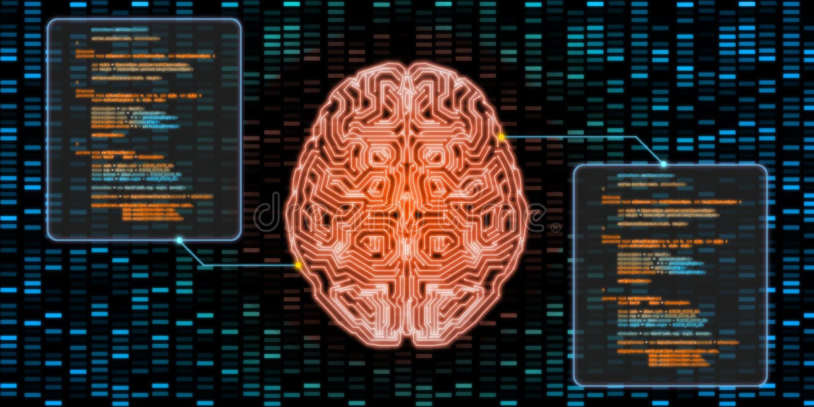 Artificial Cybernetic Circuit Brain Inside Computer Circuit System Side ...