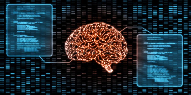 Artificial Cybernetic Circuit Brain Inside Computer Circuit System Side ...
