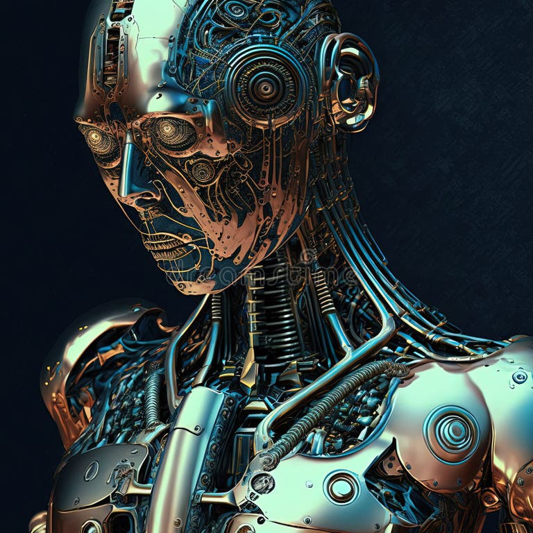 Artificial Intelligence, Advanced Cyborg with Metal Skeleton ...
