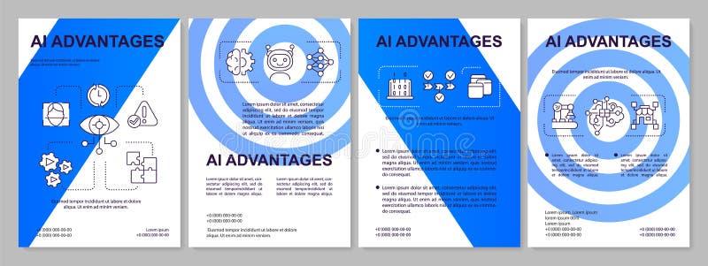 Artificial Intelligence Advantages Blue Brochure Template Stock Vector ...