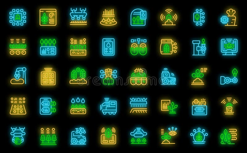 Artificial Intelligence in Agriculture Icons Set Vector Neon Stock ... Artificial Intelligence in Agriculture Icons Set Vector Neon Stock ...