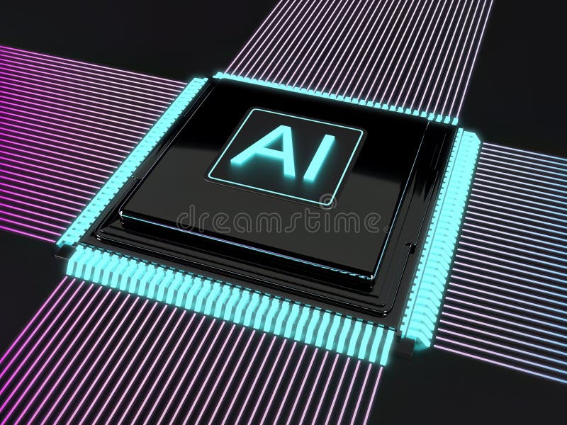 Artificial Intelligence, AI Analysis with Modern Processor Chip Neon ...